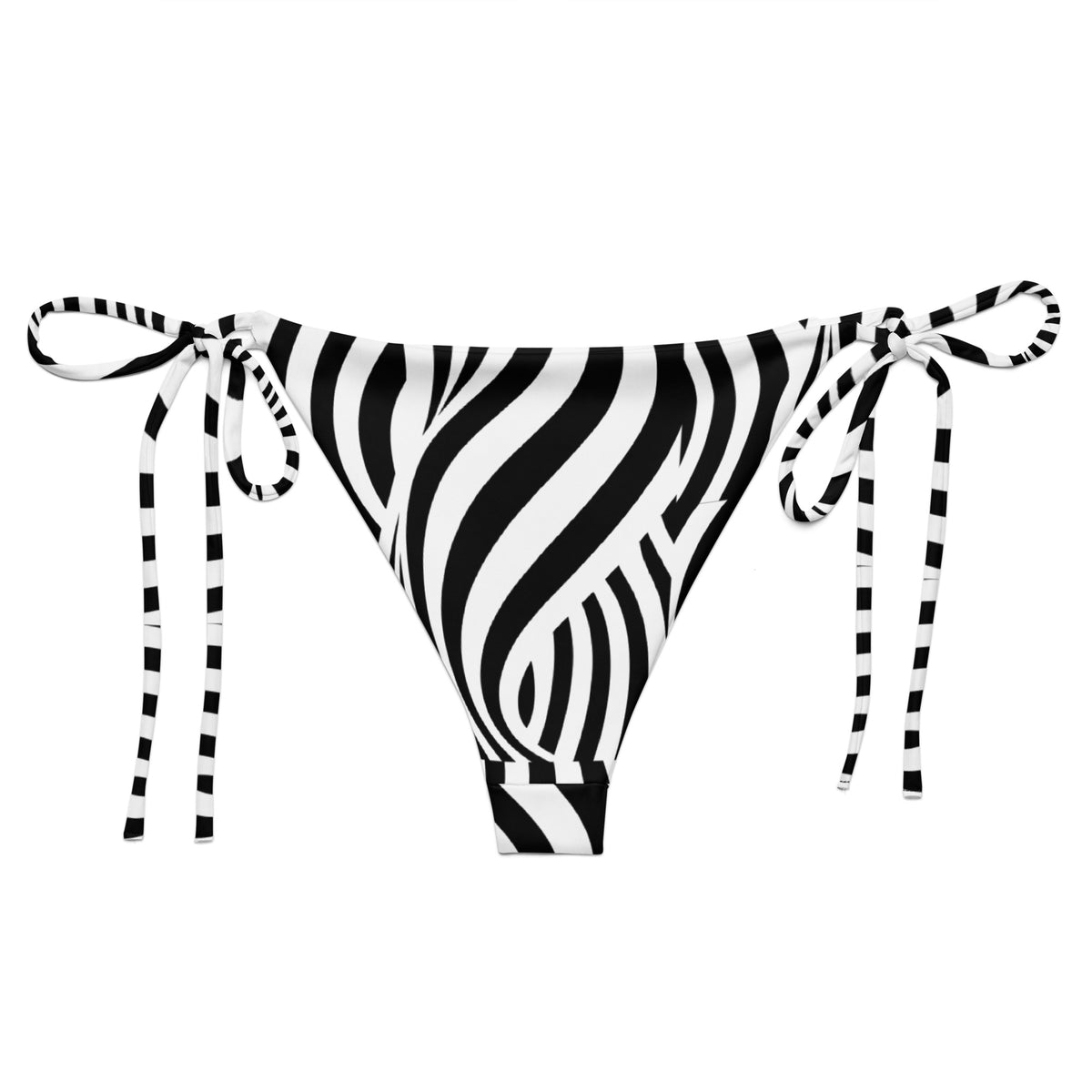 Black And White Mfl® Recycled String Bikini Bottom Making Fit Life®